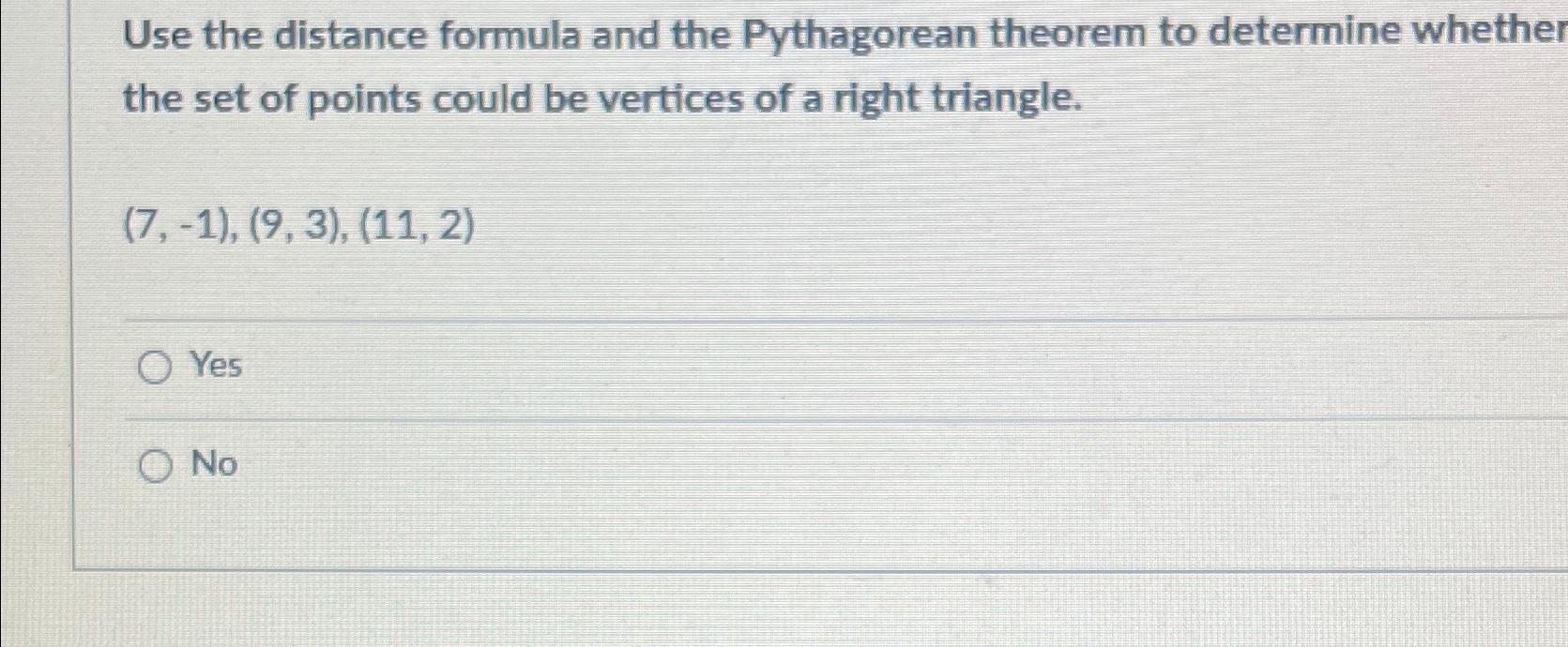 Solved Use the distance formula and the Pythagorean theorem | Chegg.com