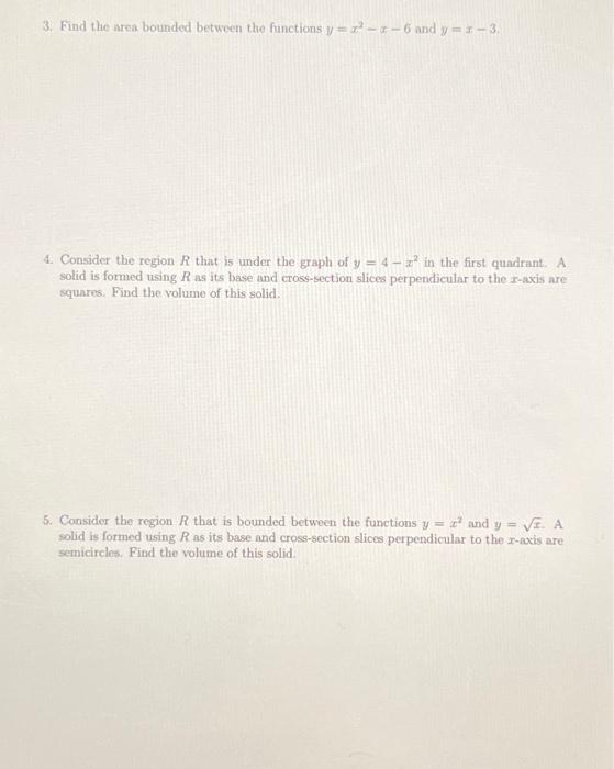 Solved 3. Find the area bounded between the functions | Chegg.com