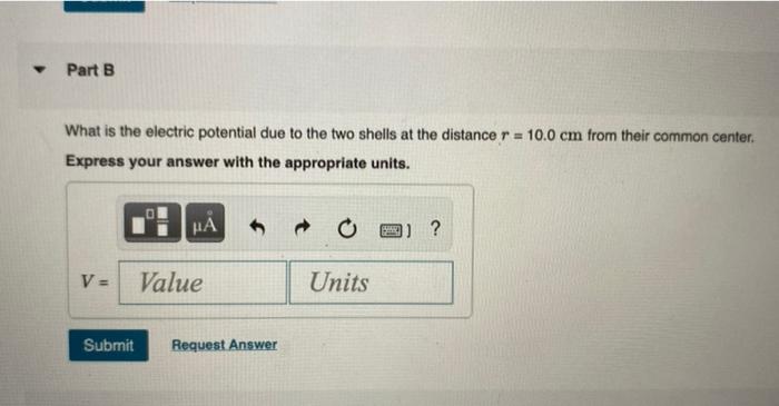 Solved Two spherical shells have a common center. The inner | Chegg.com