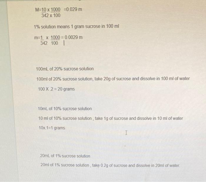 Solved 1. Show your calculations for the preparation of the | Chegg.com