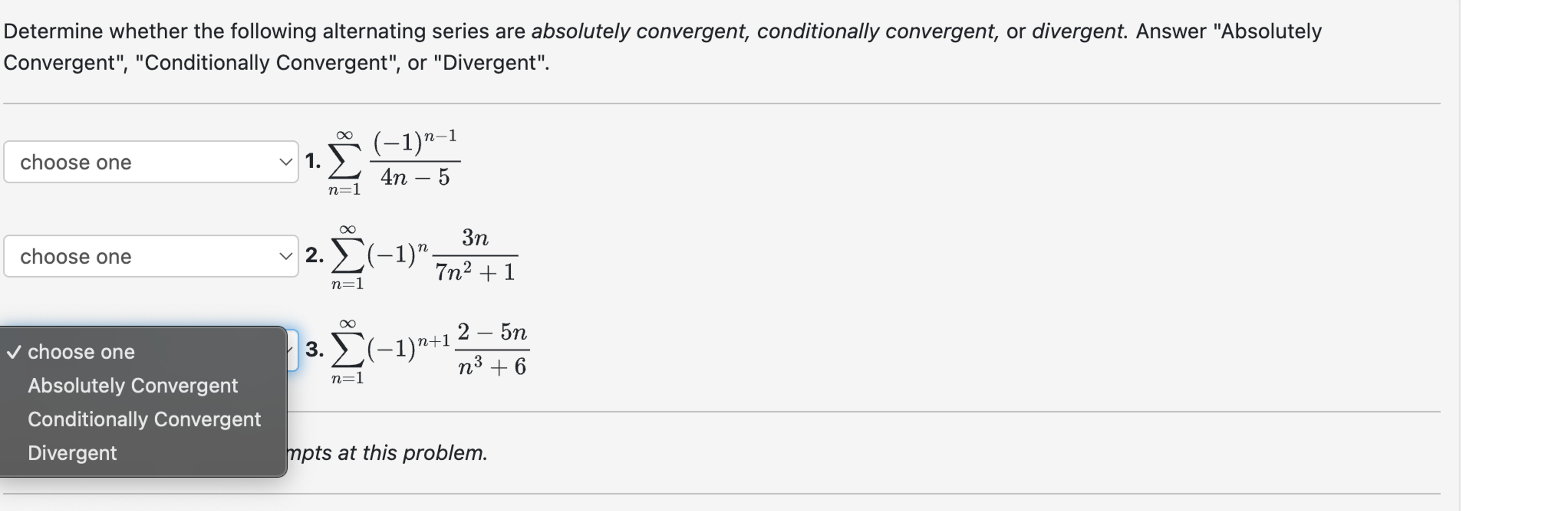 Solved Determine whether the following alternating series | Chegg.com