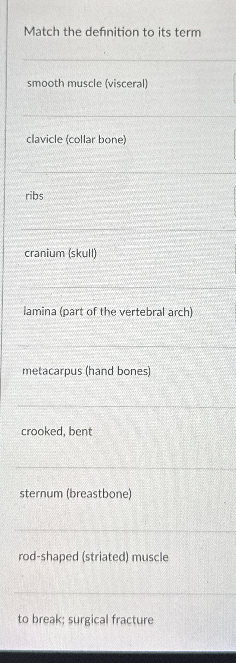 Solved Match the definition to its termq,smooth muscle | Chegg.com