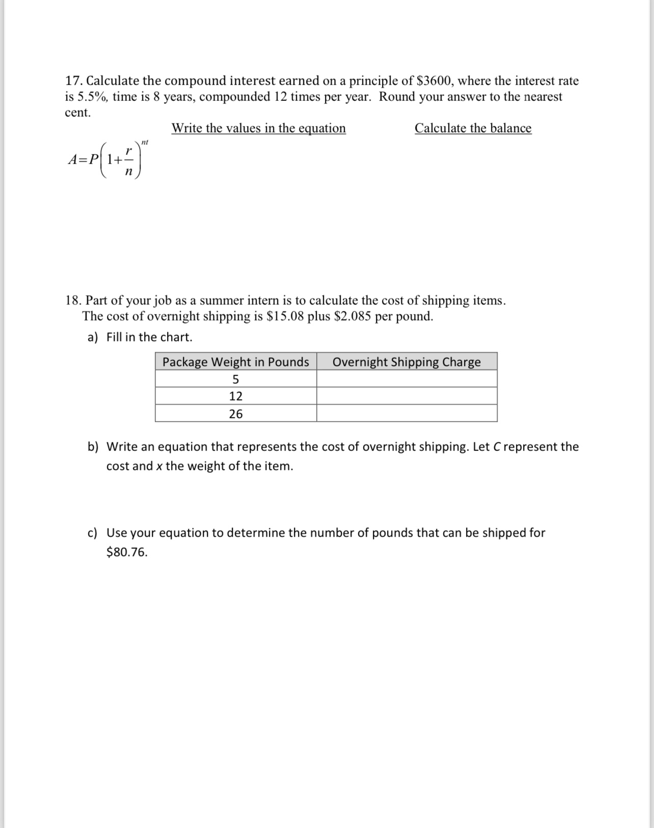 Solved Calculate the compound interest earned on a principle | Chegg.com