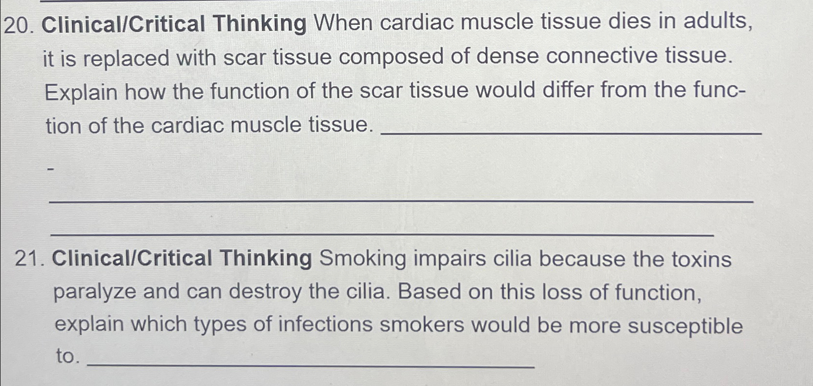 Solved Clinical/Critical Thinking When cardiac muscle tissue | Chegg.com
