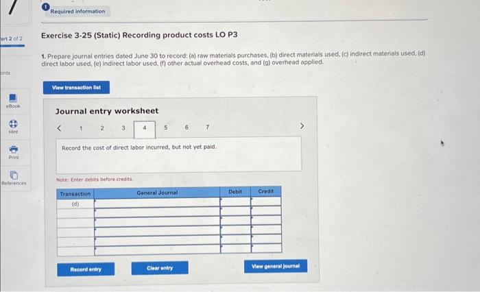 Solved Exercise 3-25 (Static) Recording product costs LO P3 | Chegg.com