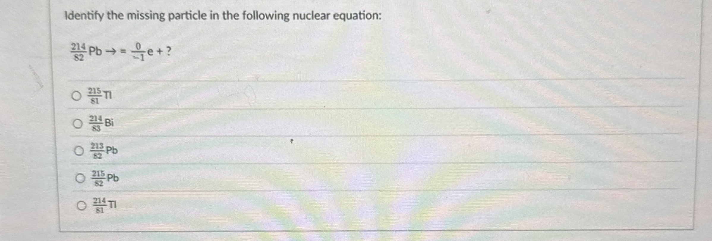 Solved Identify the missing particle in the following | Chegg.com