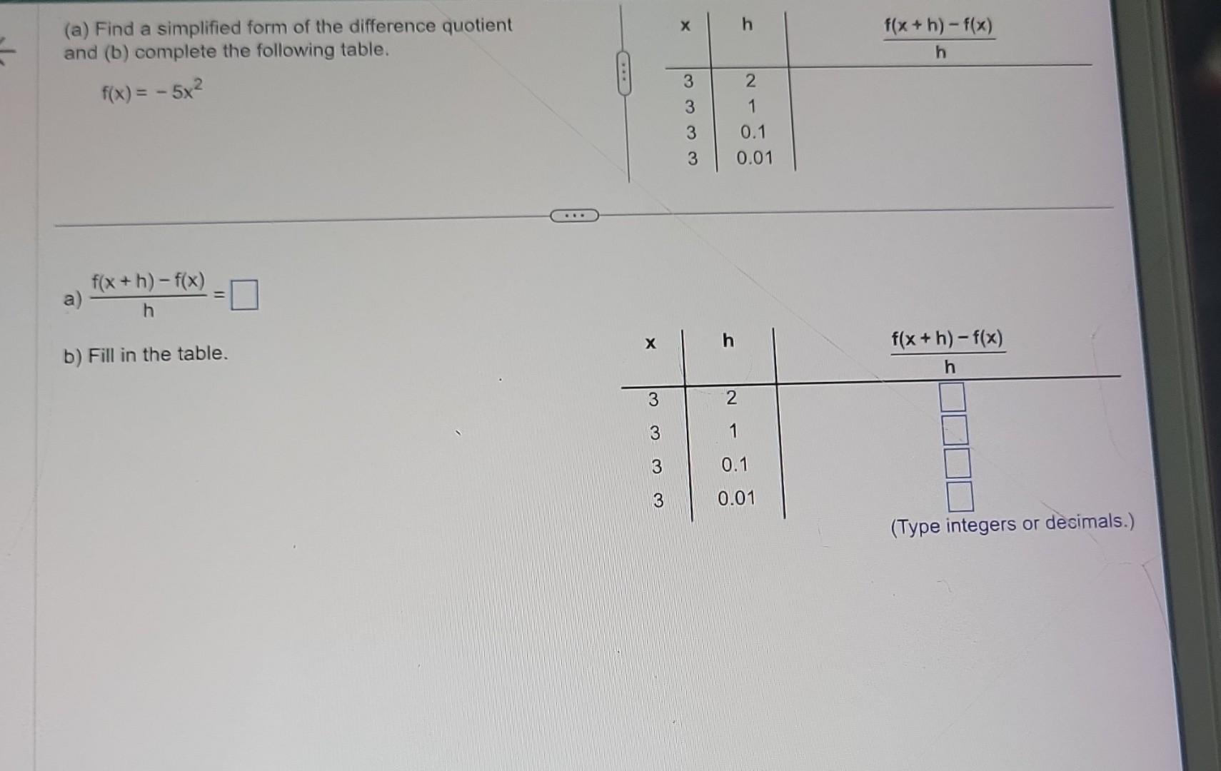 a) b) fill in the table | Chegg.com