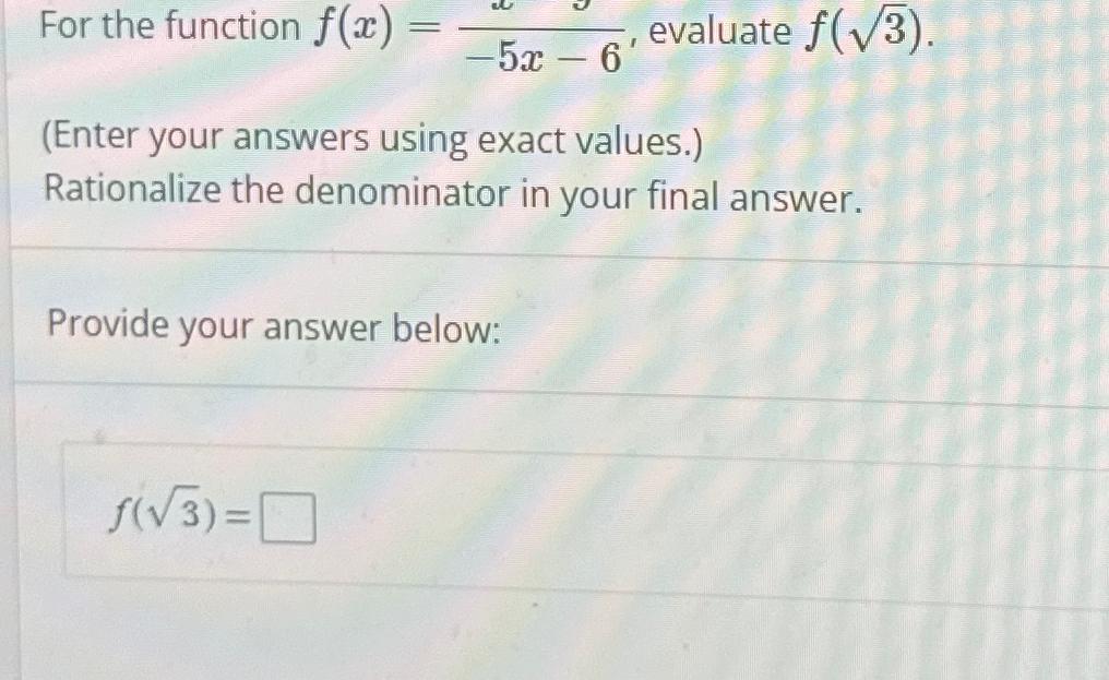 Solved For the function f(x)=x-5x-6, ﻿evaluate f(32)(Enter | Chegg.com