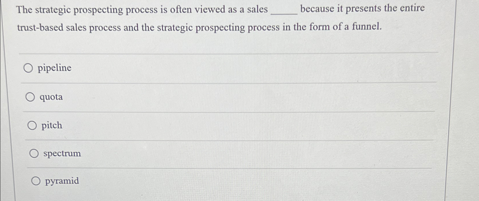 Solved The strategic prospecting process is often viewed as | Chegg.com