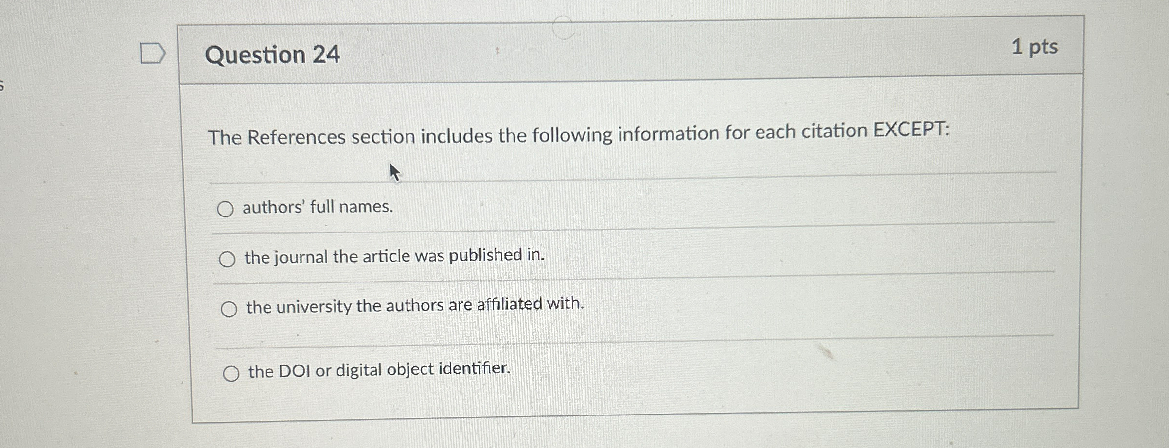 Solved Question 241 ﻿ptsThe References section includes the | Chegg.com