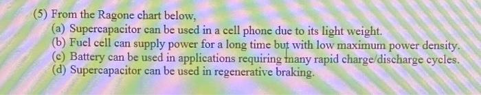 Solved (5) From the Ragone chart below, (a) Supercapacitor | Chegg.com