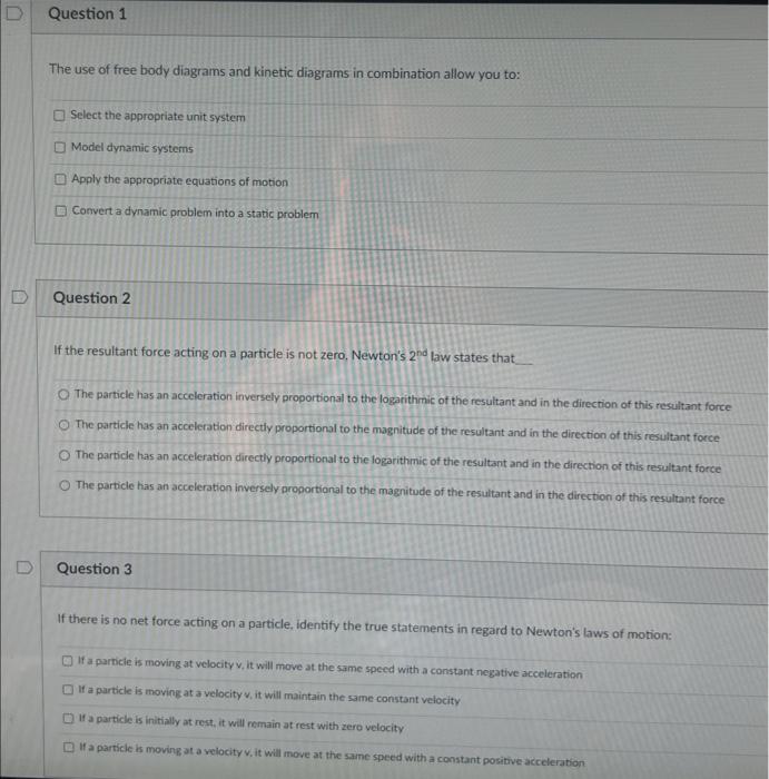 Solved The use of free body diagrams and kinetic diagrams in | Chegg.com