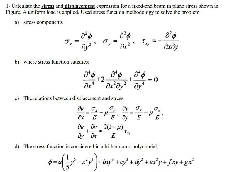 1- Calculate the stress and displacement expression | Chegg.com