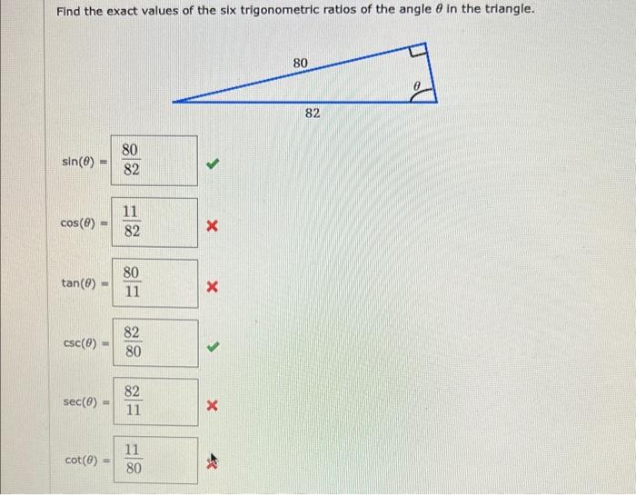 Solved Find the exact values of the six trigonometric ratios | Chegg.com