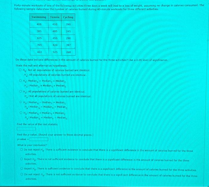 Solved Forty-minute workouts of ane of the followiog | Chegg.com
