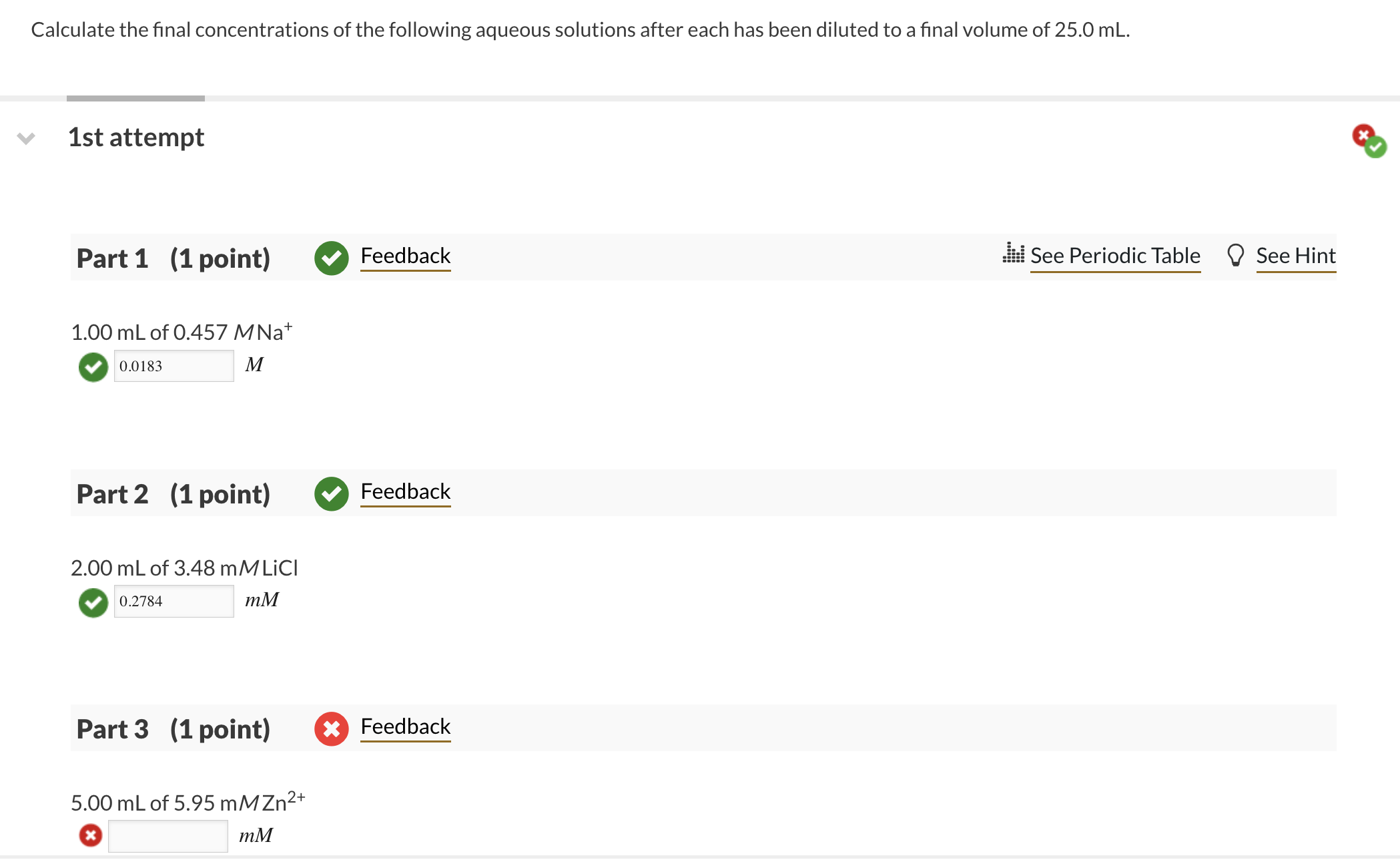 Solved by an EXPERT Calculate the final concentrations of the following | Chegg.com