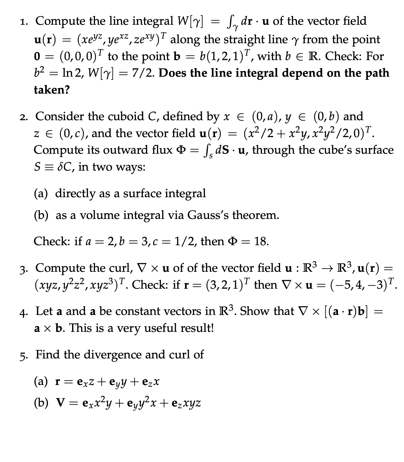 Solved 1. ﻿Compute the line integral W[γ]=∫γ﻿dr*u ﻿of the | Chegg.com