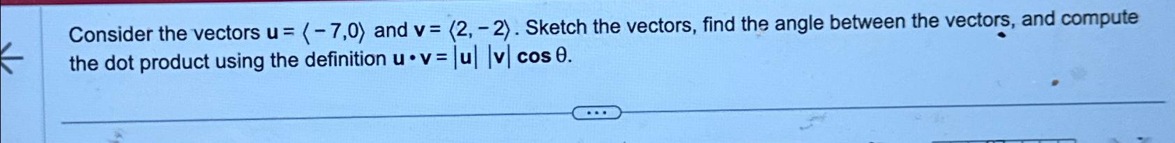 Solved Consider the vectors u=(:-7,0:) ﻿and v=(:2,-2:). | Chegg.com