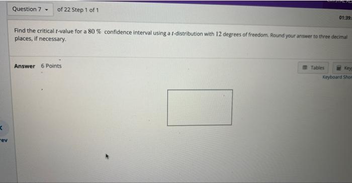 Solved Find the critical t-value for a 80% confidence | Chegg.com