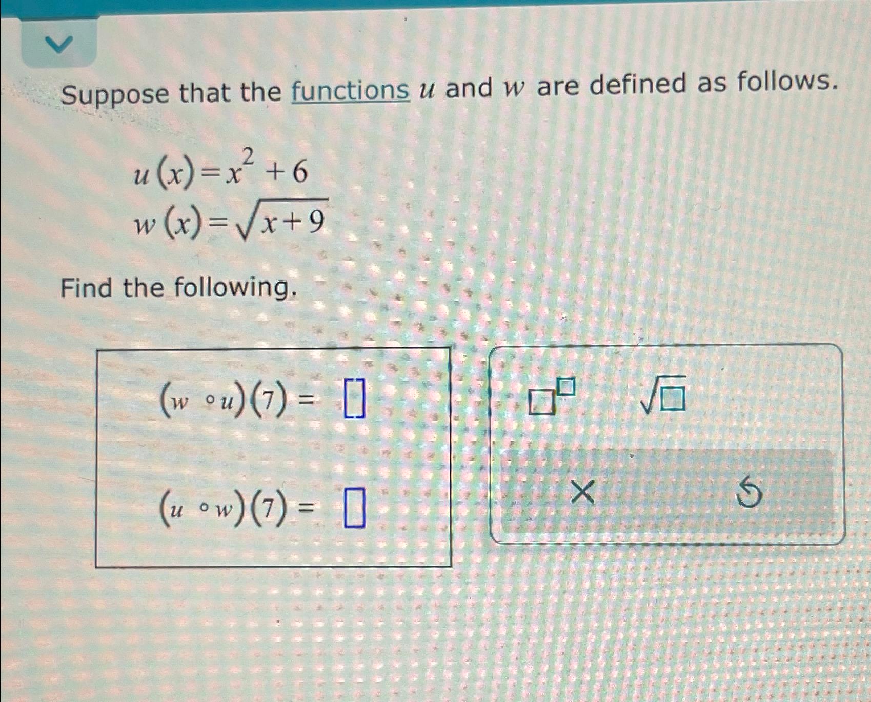 Solved Suppose that the functions u ﻿and w ﻿are defined as | Chegg.com