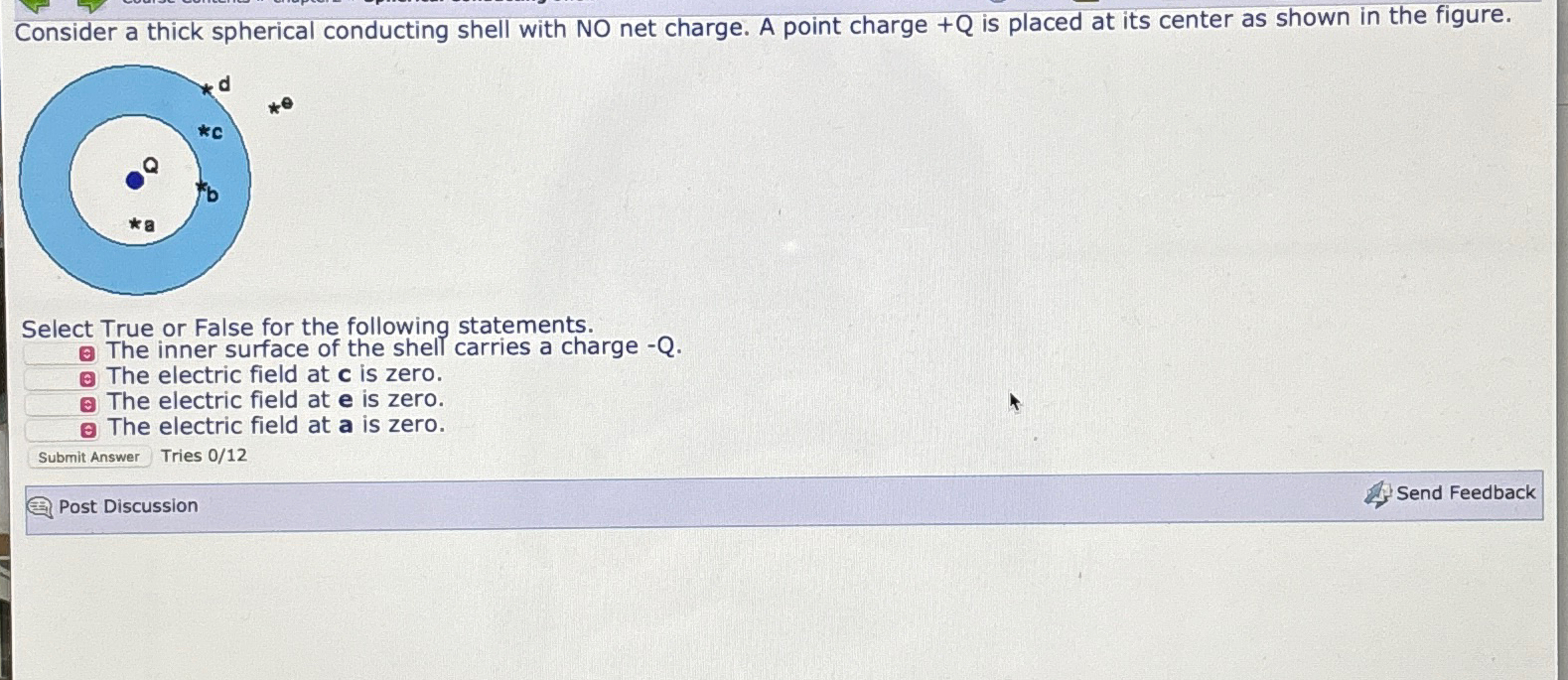 Solved Consider a thick spherical conducting shell with NO | Chegg.com