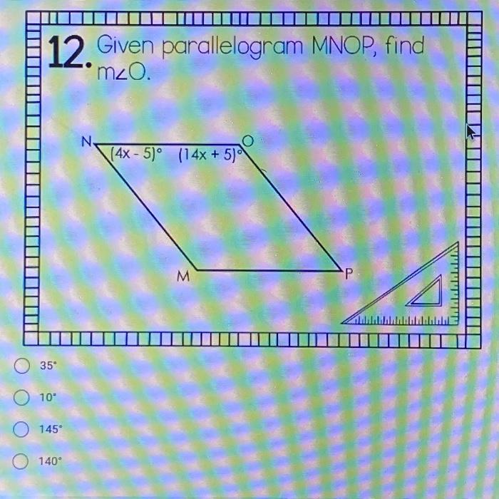 Solved /12. Given parallelogram MNOP, find | Chegg.com