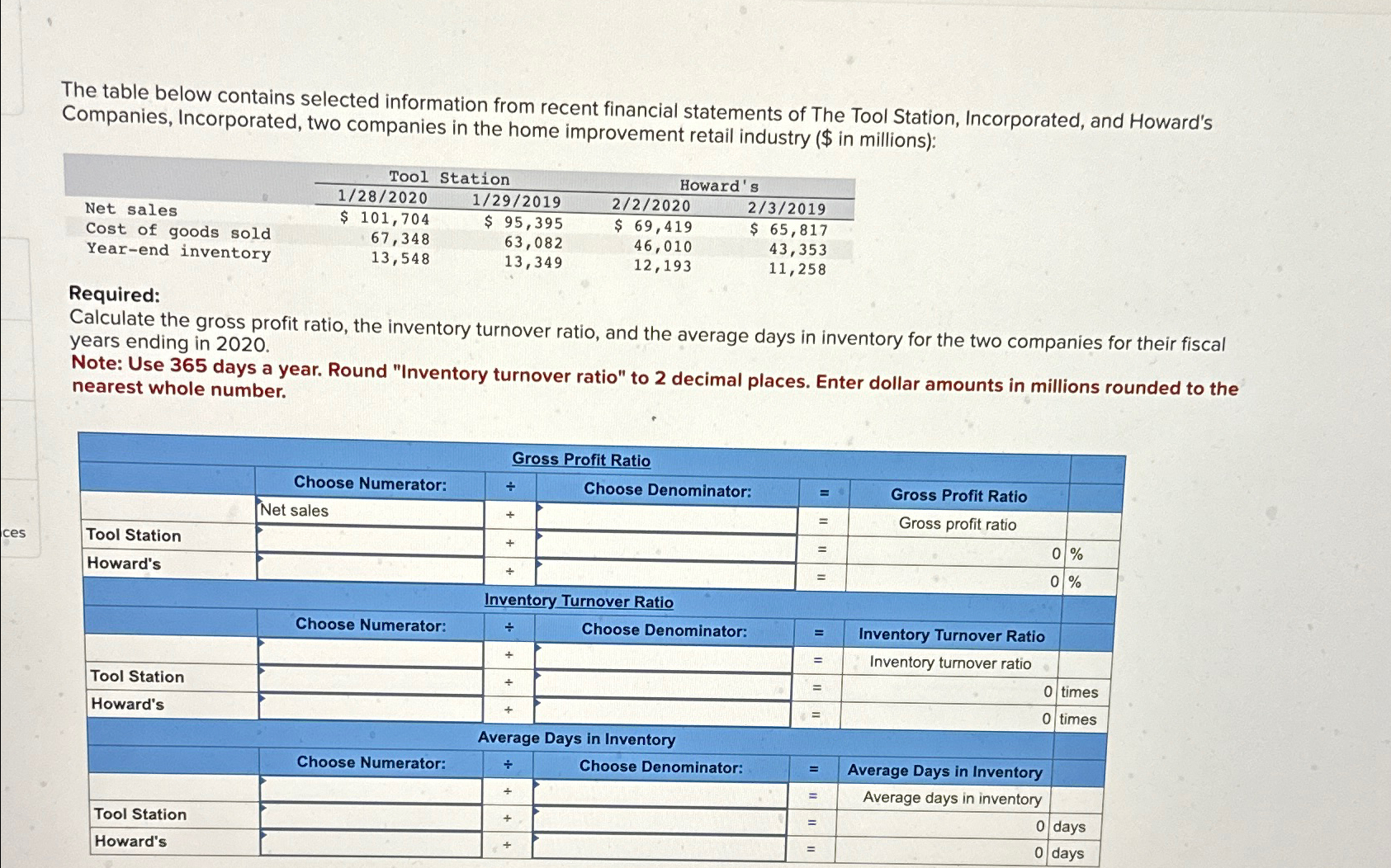 The table below contains selected information from | Chegg.com