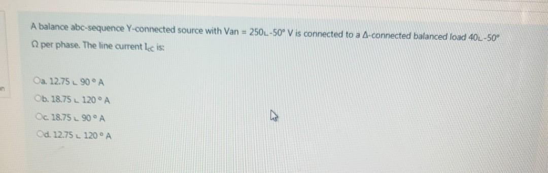 Solved A balance abc-sequence Y-connected source with Van = | Chegg.com