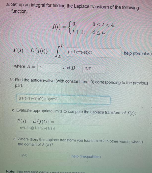 Solved a. Set up an integral for finding the Laplace | Chegg.com