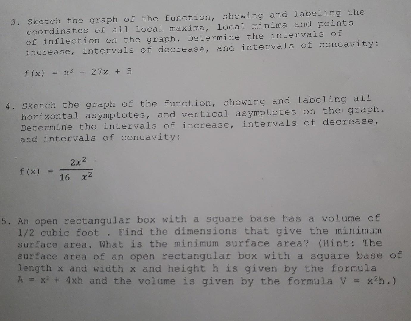 Solved 3 Sketch The Graph Of The Function Showing And