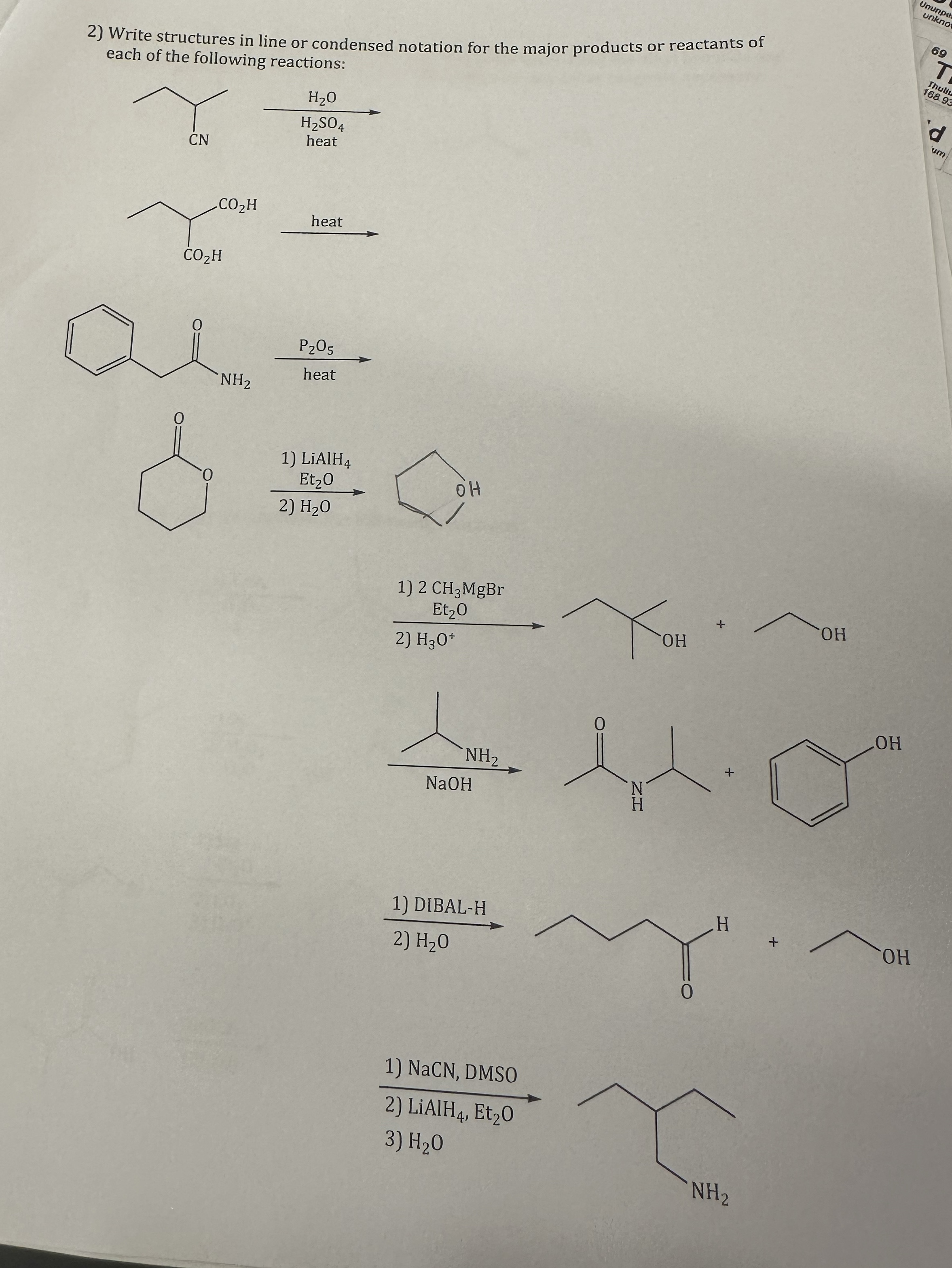Solved Write structures in line or condensed notation for | Chegg.com