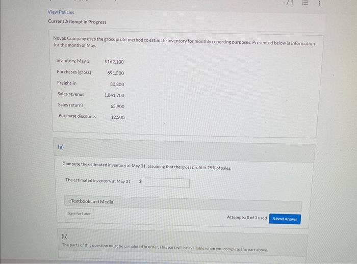 Solved View Policies Current Attempt in Progress Novak | Chegg.com