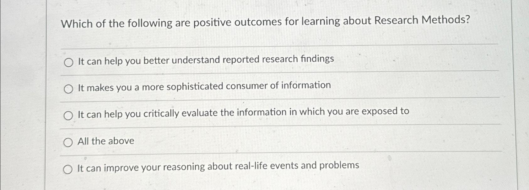 Solved Which of the following are positive outcomes for | Chegg.com