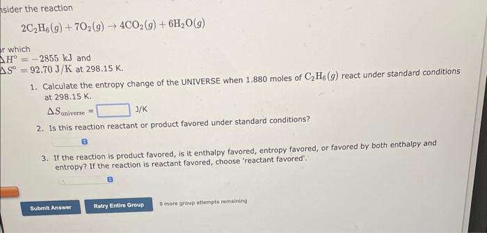 Solved sider the reaction 2C2H6(g)+7O2(g)→4CO2(g)+6H2O(g) ir | Chegg.com