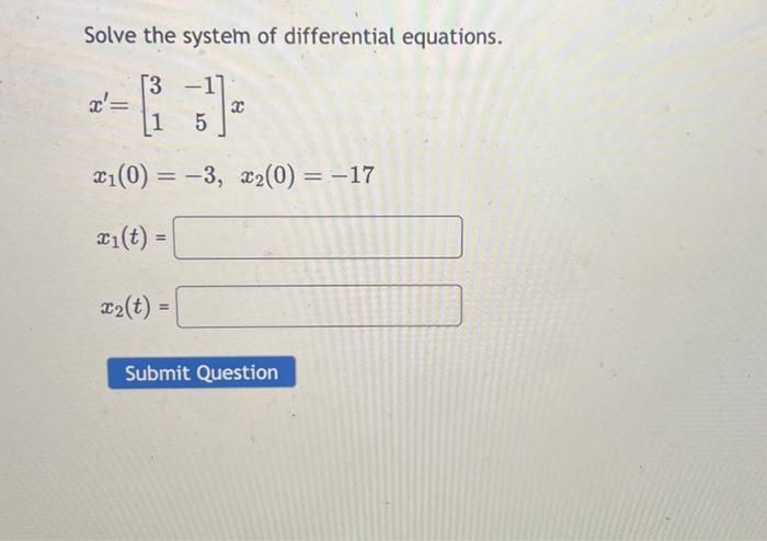 Solved Solve the system of differential equations. | Chegg.com