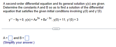 Solved A second-order differential equation and its general | Chegg.com