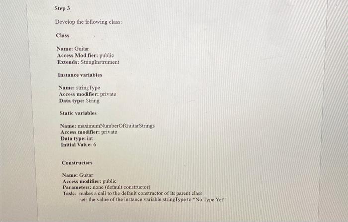 Solved Step 3 Develop the following class: Class Name: | Chegg.com