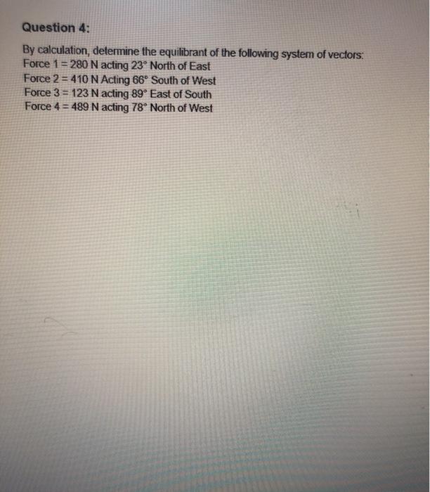 Solved Question 4: By calculation, determine the equilibrant | Chegg.com