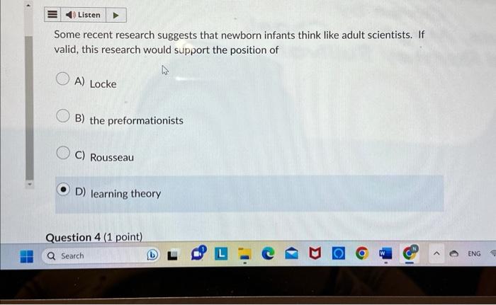 Solved Some recent research suggests that newborn infants | Chegg.com