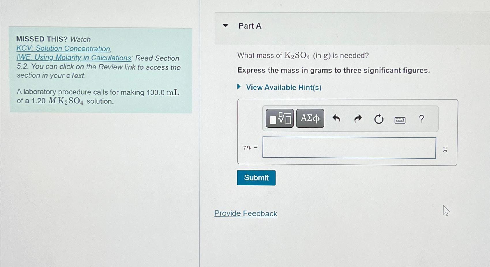 Solved MISSED THIS? WatchKCV: Solution Concentration,IWE: | Chegg.com