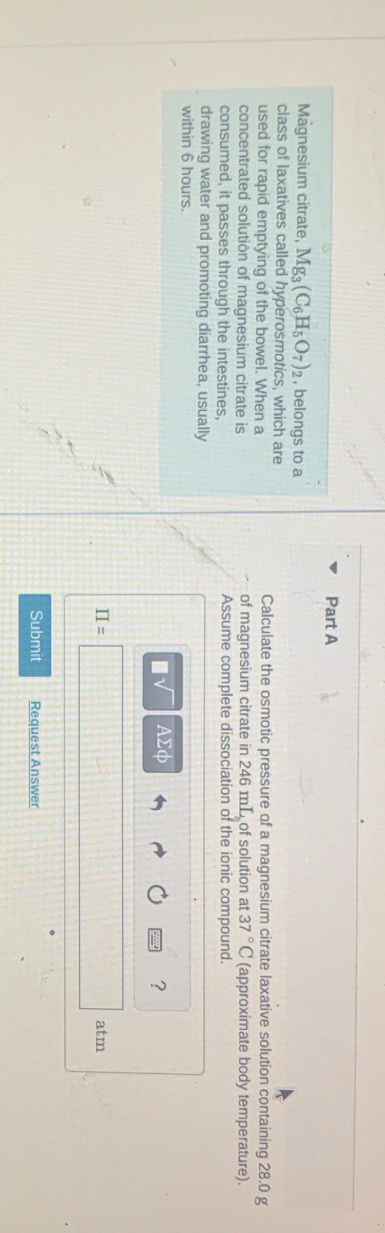 Solved Màgnesium citrate, Mg3(C6H5O7)2, ﻿belongs to a class | Chegg.com