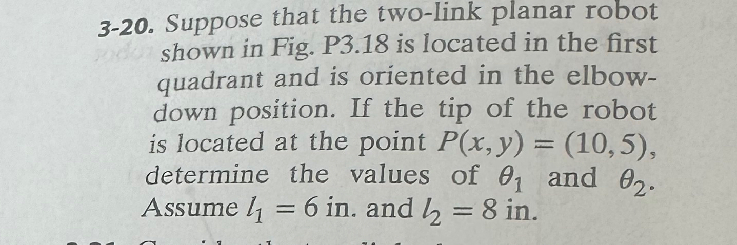 3-20. ﻿Suppose that the two-link planar robot shown | Chegg.com