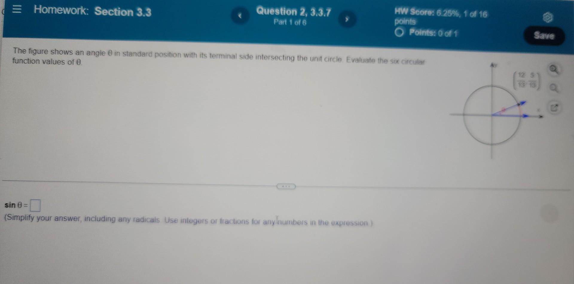 Solved The figure shows an angle θ in standard position with | Chegg.com
