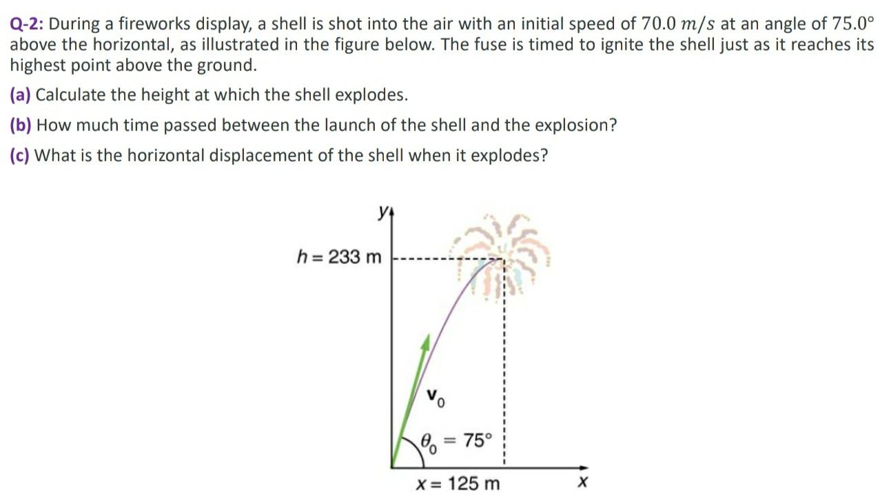 Solved Q-2: During a fireworks display, a shell is shot into | Chegg.com