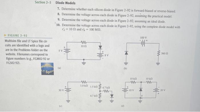 Solved Section 2-3 Diode Models 7. Determine whether each | Chegg.com