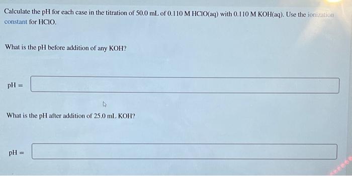 Solved Calculate the pH for each case in the titration of | Chegg.com