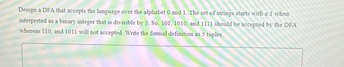 Solved Design a DFA that accepts the language over the | Chegg.com
