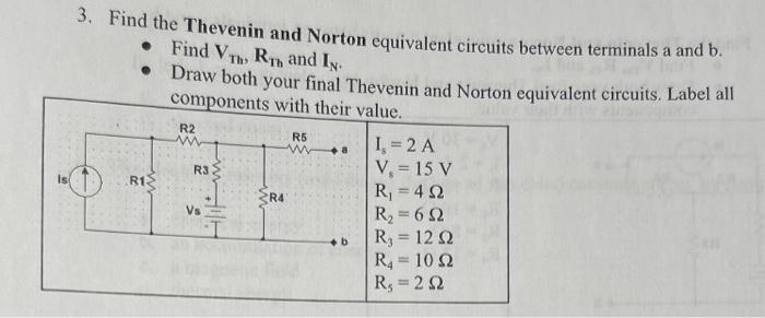 Solved 3. Find the Thevenin and Norton equivalent circuits | Chegg.com