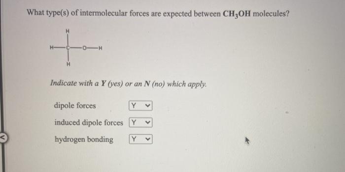 Solved What type(s) of intermolecular forces are expected | Chegg.com