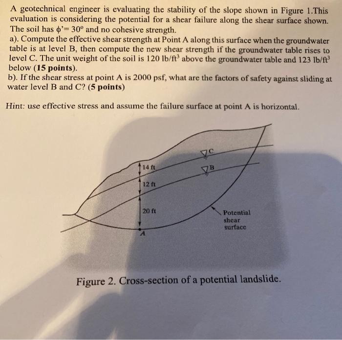 Solved A geotechnical engineer is evaluating the stability | Chegg.com